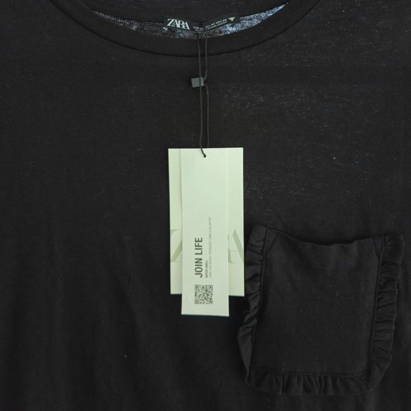 Zara | Tops | Nwt Zara Frill Pocket Tshirt | Poshmark
